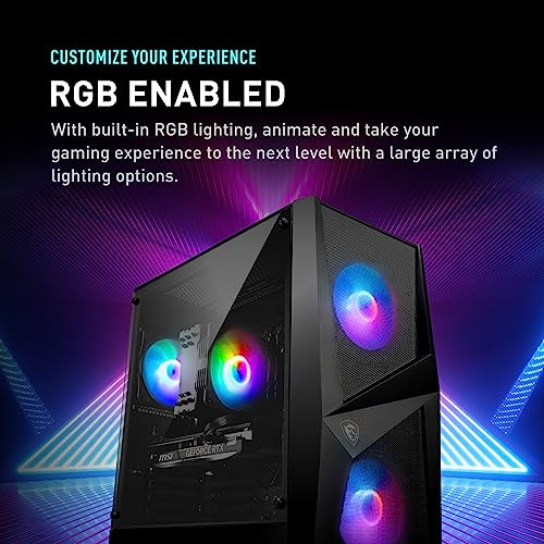 MSI Codex R Gaming Desktop: Intel Core i5-13400F, RTX 4060, 32GB DDR5, 2TB M.2 NVMe Gen3, RGB Fan Cooling, 650W 80+ Gold, Keyboard & Mouse, DIY Friendly, Windows 11 Pro: 13NUC5-068US