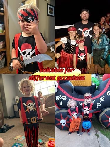 Lingway Toys Kids Pirate Costume,Pirate Role Play Dress Up Completed 8pcs Set for Kids 5-6years