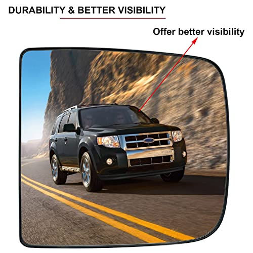 Driver Left Side Tow Mirror Glass Replacement for 2009-2020 Dodge Ram 1500 2500 3500 4500 5500 Towing Mirrors - Side View Heated Convex Mirror Glass with Rear Holder, Replace 68067727AA