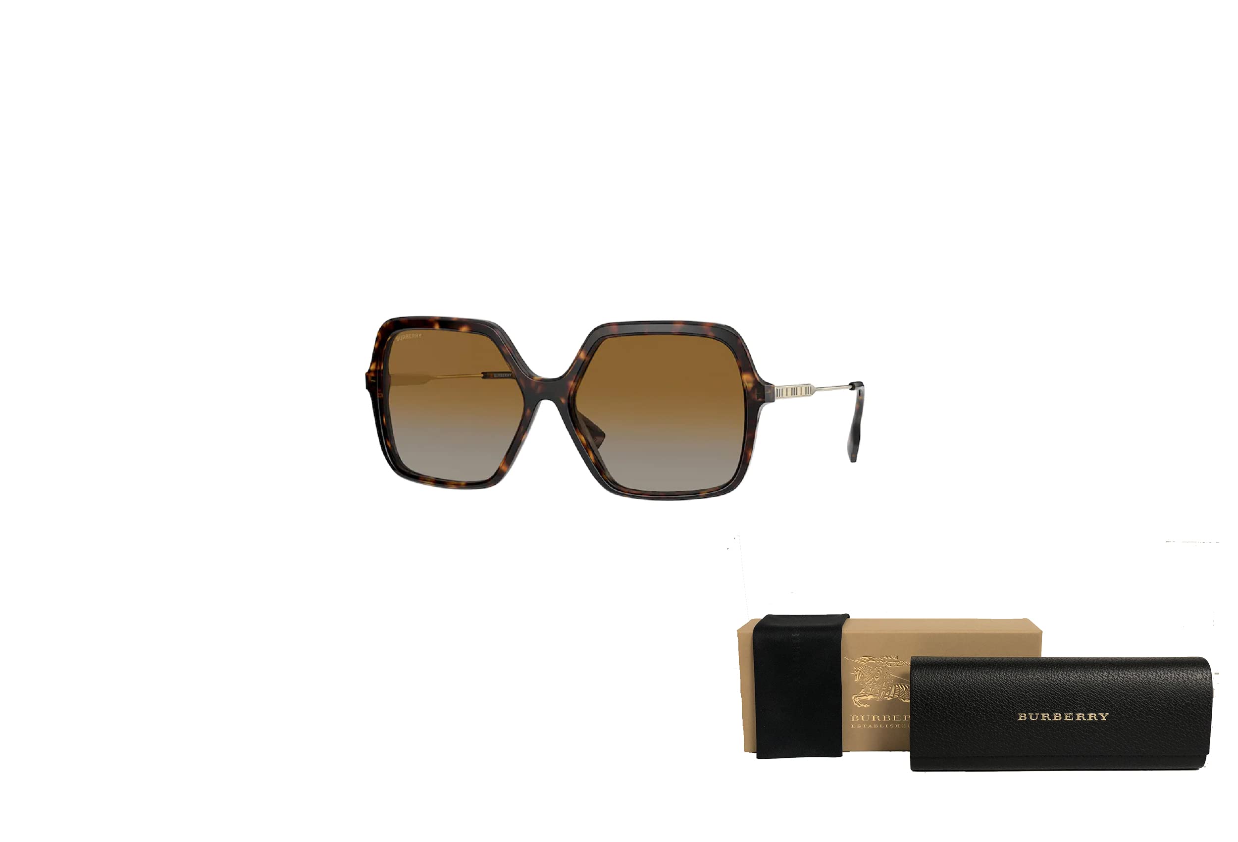 BURBERRY BE4324 Isabella 3002T5 59MM Dark Havana/Polarized Brown Gradient Square Sunglasses for Women + BUNDLE With Designer iWear Eyewear Kit