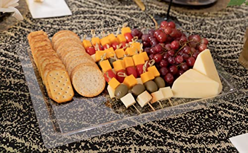 PARTY BARGAINS 16" x 11" Plastic Serving Trays - (4 Pack) Disposable Clear Plastic Trays, Excellent for Weddings, Buffets, Birthday Parties