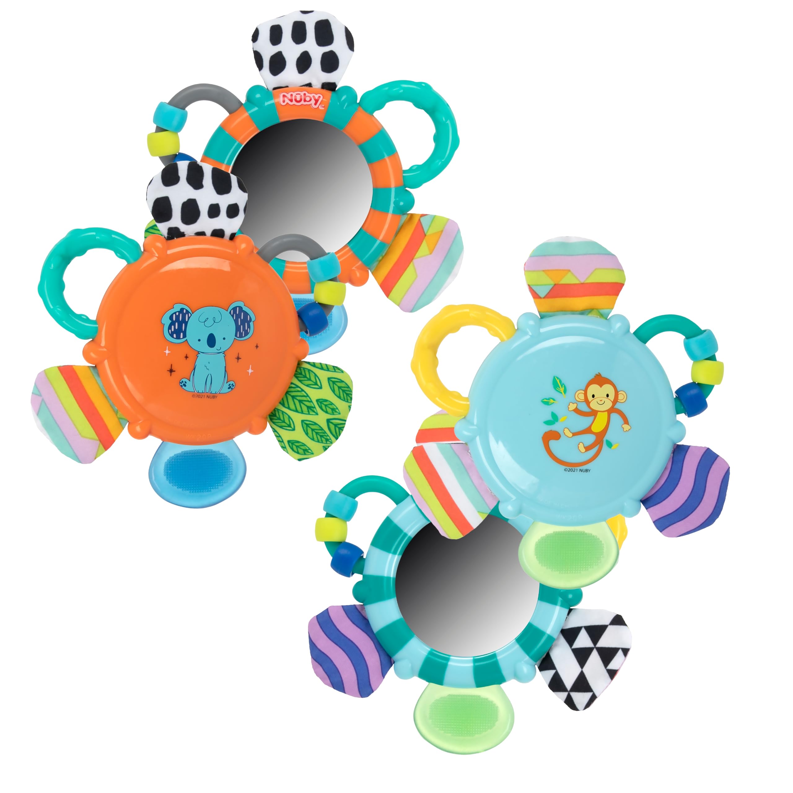 Nuby Look-at-Me Mirror Teether Toy, Grey Cloud
