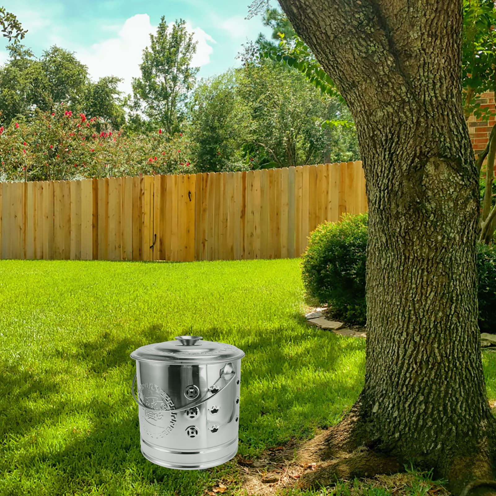 DOITOOL Metal Burn Barrels for Outside, Yard Waste Incinerator Barrel Burn Barrel with Lid and Handle for Paper Leaf Trash Wood Backyard Bonfire (9.4 X 8.7 Inch