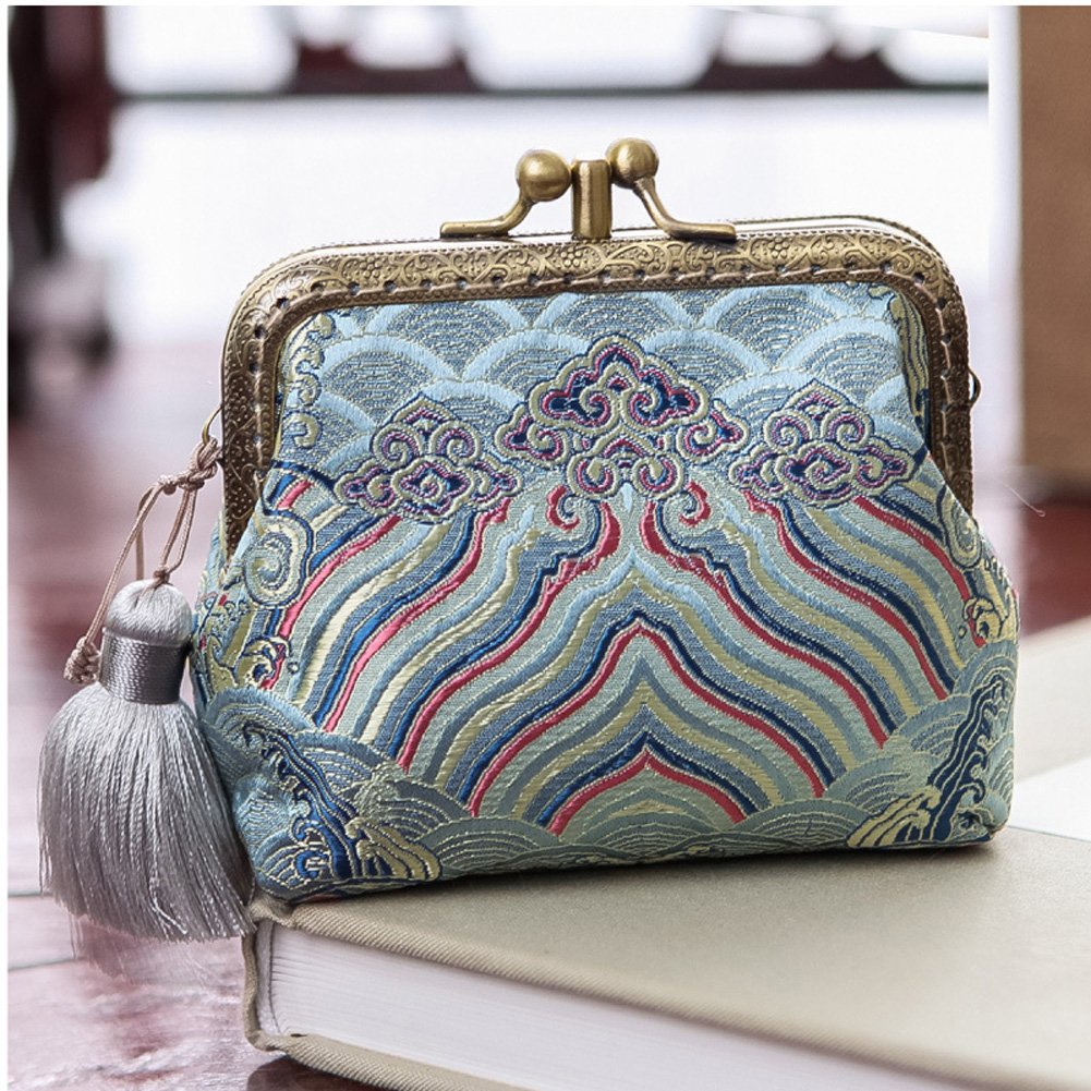 Jan&Dee Original Hand-made Silk Tapestry Satin Top Grade Exquisite Buckle Coin Purse