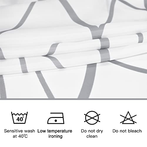 Punkray Grey and White Striped Fabric Shower Curtain for Bathroom with 12 Hooks, Curtains 72 Inches Long, Weighted Hem,Waterproof Bath Accessories Hotel Style - Machine Washable