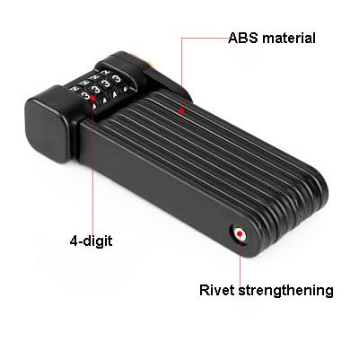 Bicycle Code Lock, Folding Bike Lock with 4 Password Anti-Theft Bicycle Security Combination Chain Lock