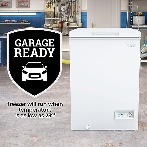 Igloo 3.5 Cu. Ft. Chest Freezer with Removable Basket and Front Defrost Water Drain, Small Deep Freezer Perfect for Homes, Garages, and RVs, White