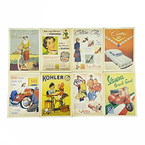 Yueton 32 Pcs 1 Set Vintage Retro Old Europe Dancing Travel Advertising Album Postcard Greeting Post Cards for Collecting