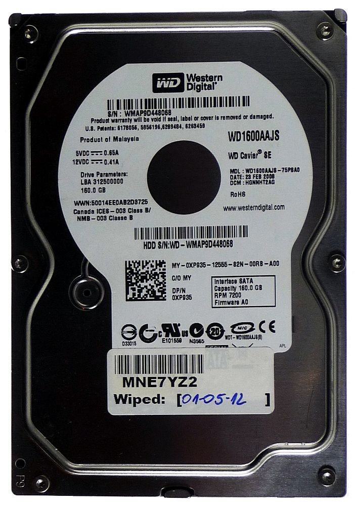 WD Blue 160 GB Desktop Hard Drive: 3.5 Inch, 7200 RPM, PATA, 8 MB Cache - WD1600AAJB