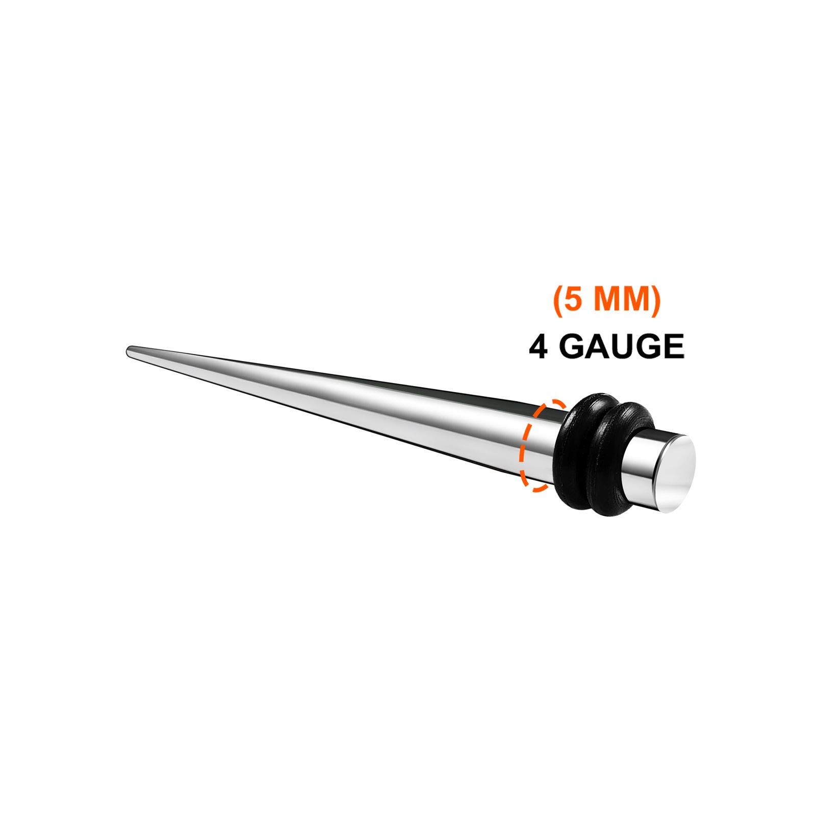 BanaVega 2PCS Stainless Steel 4g 5mm Flesh Black O-Rings Ear Taper Stretcher Gauges Earring Piercing Jewelry 5274