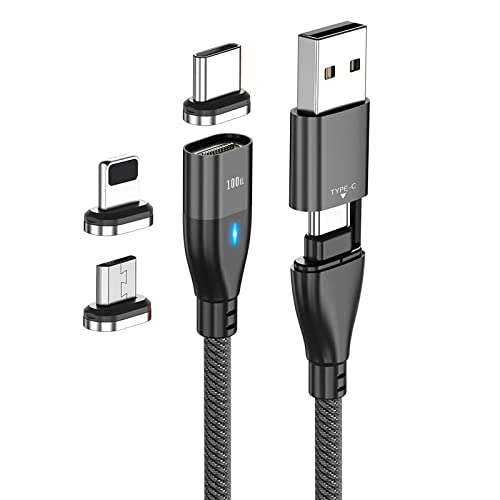 BoxWave Cable Compatible with VTech KidiBuzz G2 - MagnetoSnap PD AllCharge Cable (100W), Magnet PD 100W Charging Cable USB Type-C Micro USB for VTech KidiBuzz G2 - Jet Black