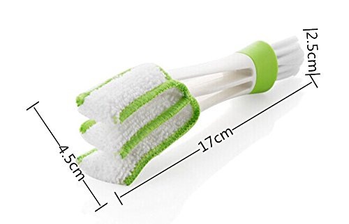 yueton Double Ended Mini Dust Blind Cleaner, Car Vent Brush, Window Blind Brush, Hand Held Magic Brush Blind Duster for House, Car, Office, White and Green
