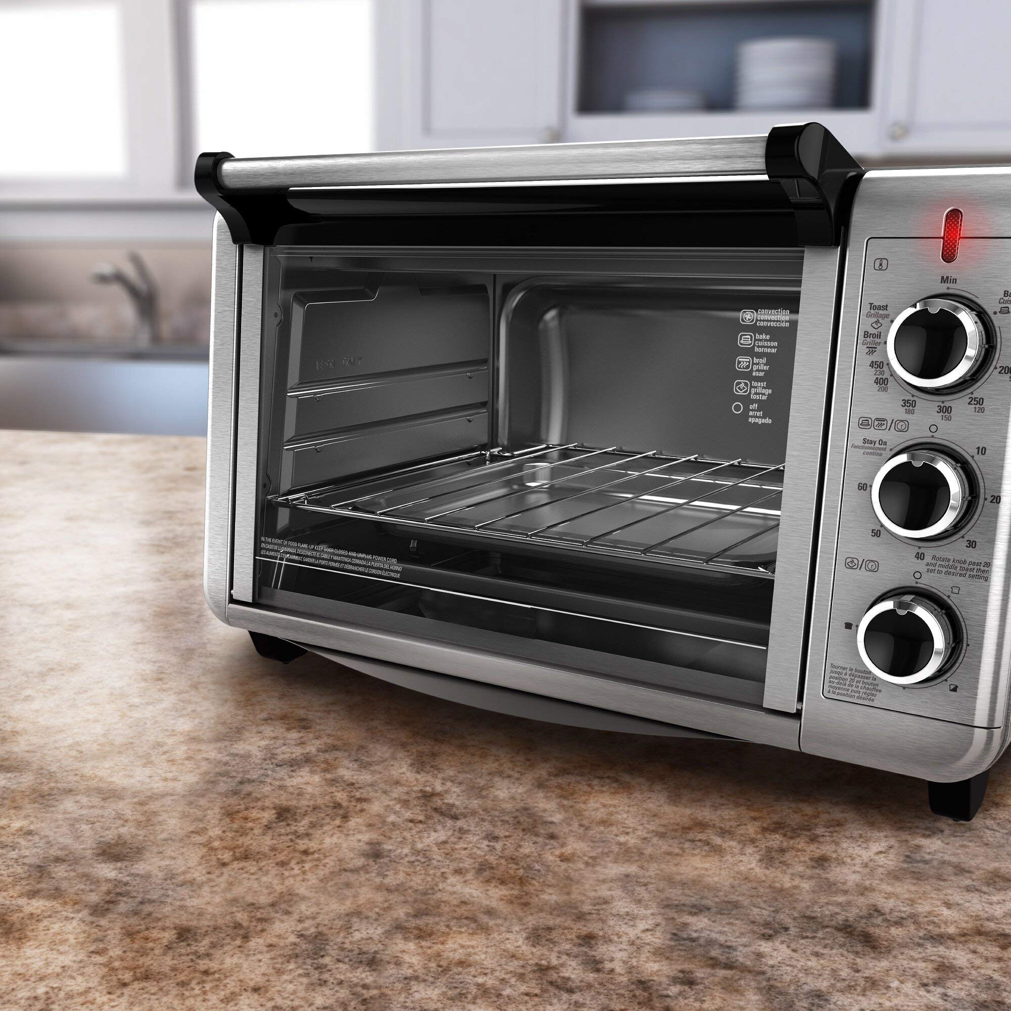 BLACK+DECKER TO3210SSD 6-Slice Convection Countertop Toaster Oven, Stainless Steel
