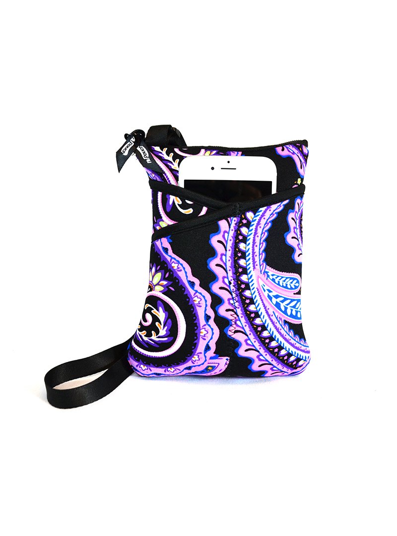 NuPouch Sling Hipster Cross Body Purse Women's Handbag, Purple Paisley