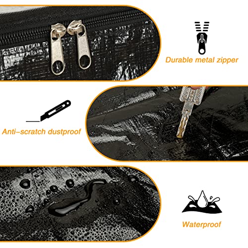 Fixwal Large Moving Storage Bags with Backpack Straps Strong Handles & Zippers, Black Foldable Heavy-Duty Tote for Space Saving, Alternative to Moving Boxes, Plastic Storage Bins (Set of 5)