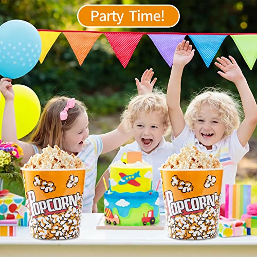 RAYMEA Plastic Popcorn Containers Retro Style Reusable Popcorn Buckets for Movie Night 7.1βx7.1βx5.1β - 4 Pack