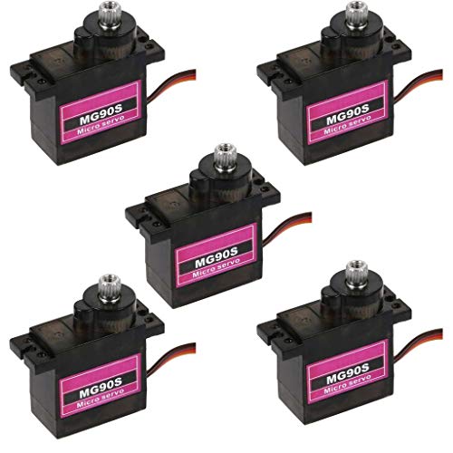 Muised Drone kit Rc Tool Kit Rc Accessories and Parts 5PCs MG90S Micro Metal Gear 9g Servo for RC Plane Helicopter Boat Car 4.8V- 6V Flying Accessories Travel Mini Drone Accessories