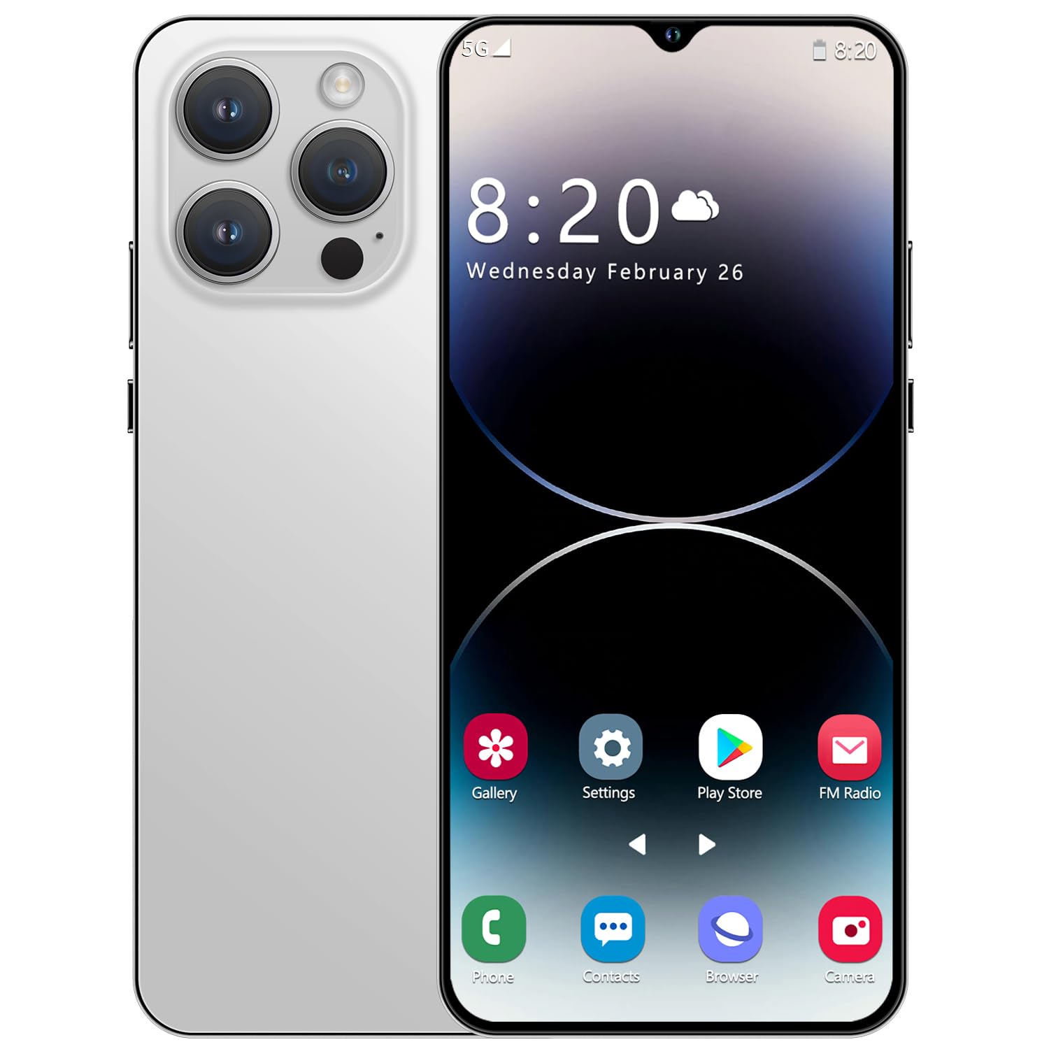 BLACKCYBER i14Ultra Max Unlocked 5G Cellphone Android Smartphone Mobile Phone, 8GB RAM, 512GB ROM, 1TB Expandable, 6.8 "FHD Screen 6000mAh Battery, 48+13MP Camera, Dual Sim Card (White)