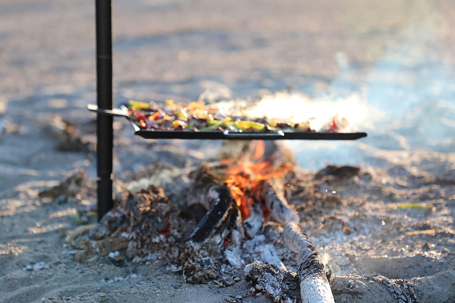 GameMaker Gravity Skillet & Pole | Open Fire Camping Griddle/Skillet Black | Skillet dimensions: 18.625β x 15.625β