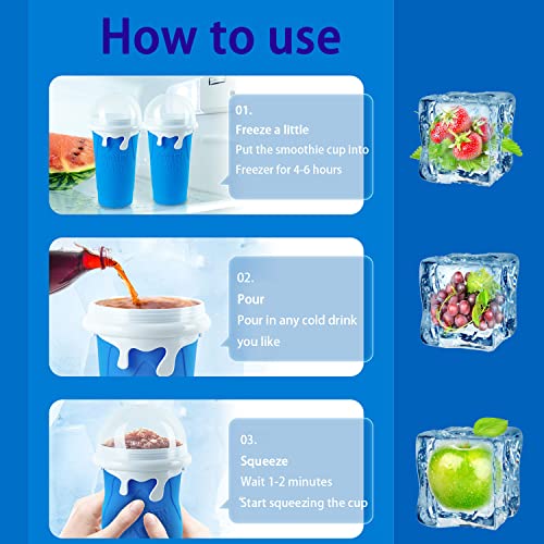 Slushy Cup Slushie Maker Cup, Frozen Magic Smoothies Cup, Double Layers Silica Cup,Magic Quick Frozen Smoothies Cup,DIY Homemade Slushies,Magic Slushy Maker Squeeze Cup Portable for Milkshake… (Pink)