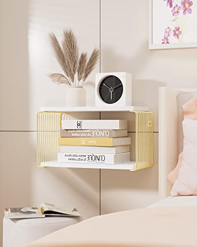 Filano Floating Nightstand 2 Pack Modern White Nightstand 2 Tier Small Nightstand for Wall Wood Bed Shelf for Bedroom Living Room Bathroom White
