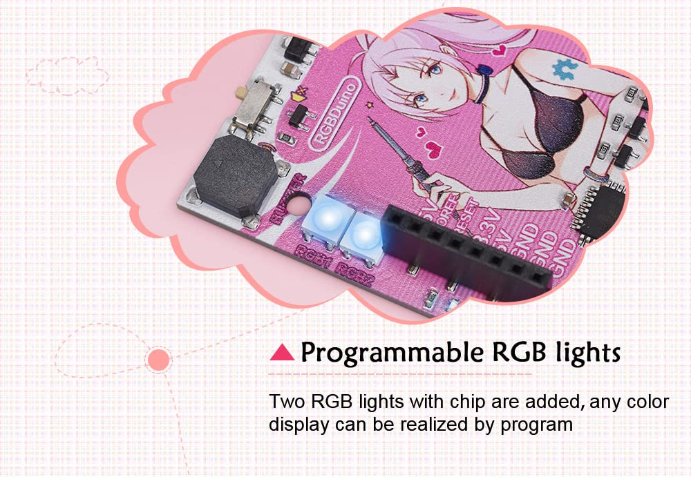BIQU RGBDuino UNO V1.2 Jenny Development Board ATmega328P Chip CH340C VS Arduino UNO R3 Upgrade for Raspberry Pi 4 Raspberry Pi 3B