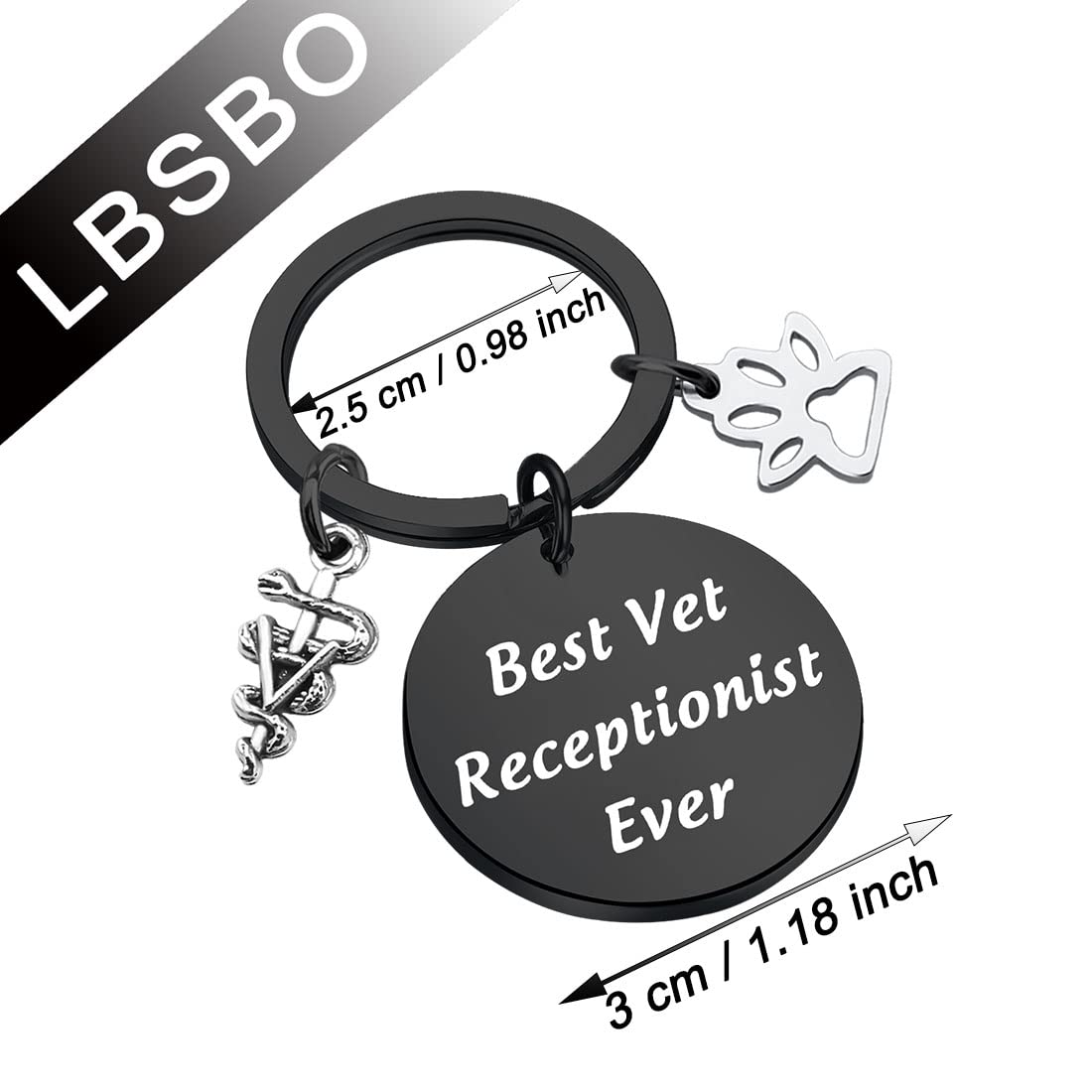CENWA Vet Receptionist Gift Best Vet Receptionist Ever Keychain Veterinary Assistant Vet Nurse Gift (Best Vet black k)
