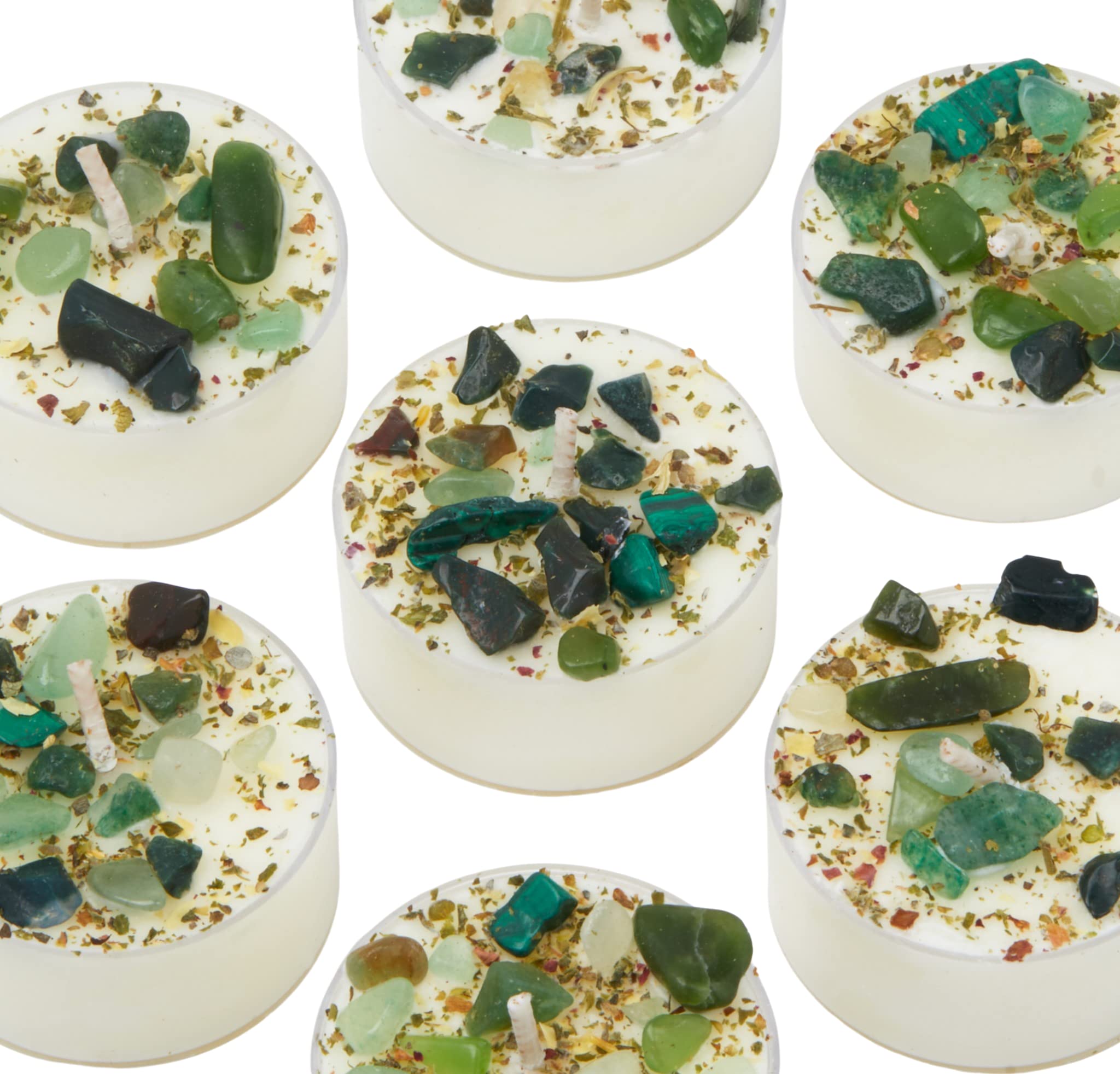 Heart Chakra Candle by New Moon Beginnings - Chakra Candles - Dried Flower, Herb, & Crystal Candles - Aromatherapy Candles - Soy Candle - Set of 6 Tealights
