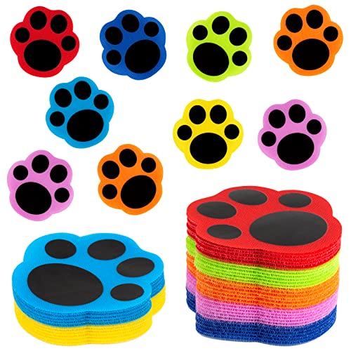 IKAYAS 42pcs Carpet Spots Carpet Dots for Classroom, Cat Paw Prints Floor Dots Floor Markers for Kids Preschool, 7 Colors Carpet Marker Carpet Circles for Classroom Decorations Teacher Supplies