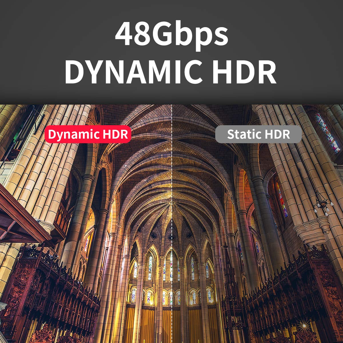 BIFALE 8K HDMI Cable 6ft, HDMI Cable 2.1 Support 8K@60Hz,4K@120Hz, Ultra-high Speed 48Gbps, Dynamic HDR, eARC Compatible with Apple TV, Nintendo Switch, Roku, Xbox, PS4, Projector-1.8M