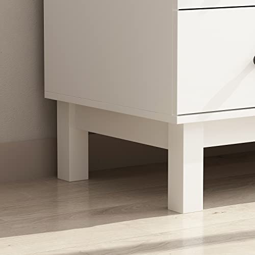 ECACAD Large Wardrobe Armoire with 4-Tier Shelves, 2 Drawers, Hanging Rod & 3 Louver Doors, Wooden Closet Storage Cabinet for Bedroom, White (48”W x 20.2”D x 71”H)