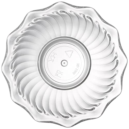 Elsjoy Set of 12 Plastic Dessert Bowls, 7 Oz Clear Small Plastic Bowls Mini Snack Bowl, 4.7 Inch Stackable Serving Bowls for Ice Cream, Candy, Nut, Fruits, Flower Shape
