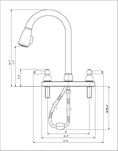 Dura Faucet DF-PK350L-SN RV Non-Metallic Low Weight Plastic ResinTwo-Handle Pull-Down Kitchen Sink Faucet (Brushed Satin Nickel)