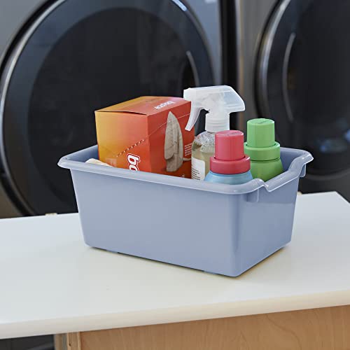 ECR4Kids Scoop Front Storage Bin, Multipurpose Organization, Powder Blue, 30-Piece