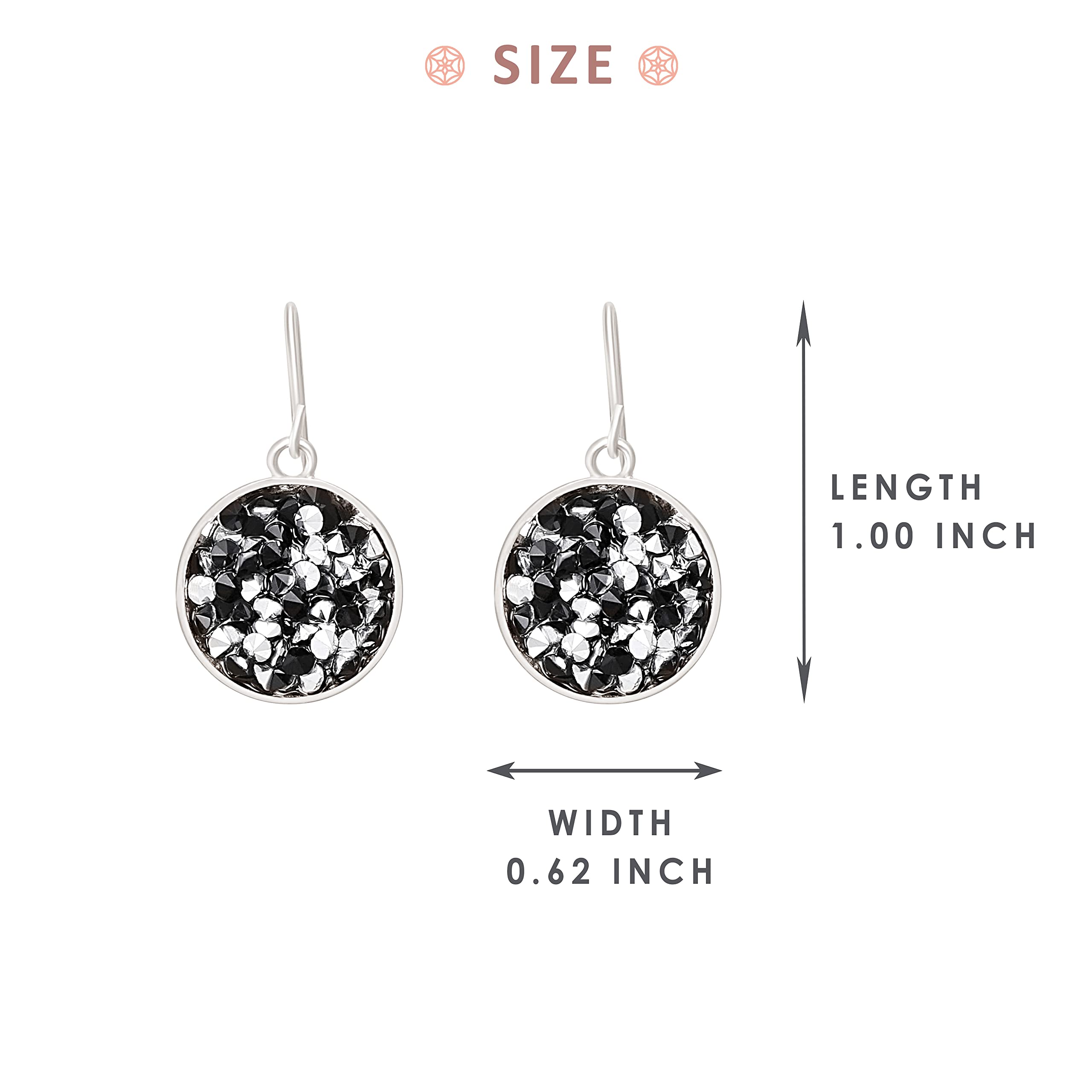 Bonaluna Sparkling & Glitter White & Black Crystal Rhinestone on Long Metal Dangle Earrings for Women