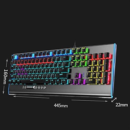 Corsehild Mechanical Gaming Keyboard, LED Rainbow Backlit Wired Keyboard, 104 Keys, Suitable for PC and Desktop Computer