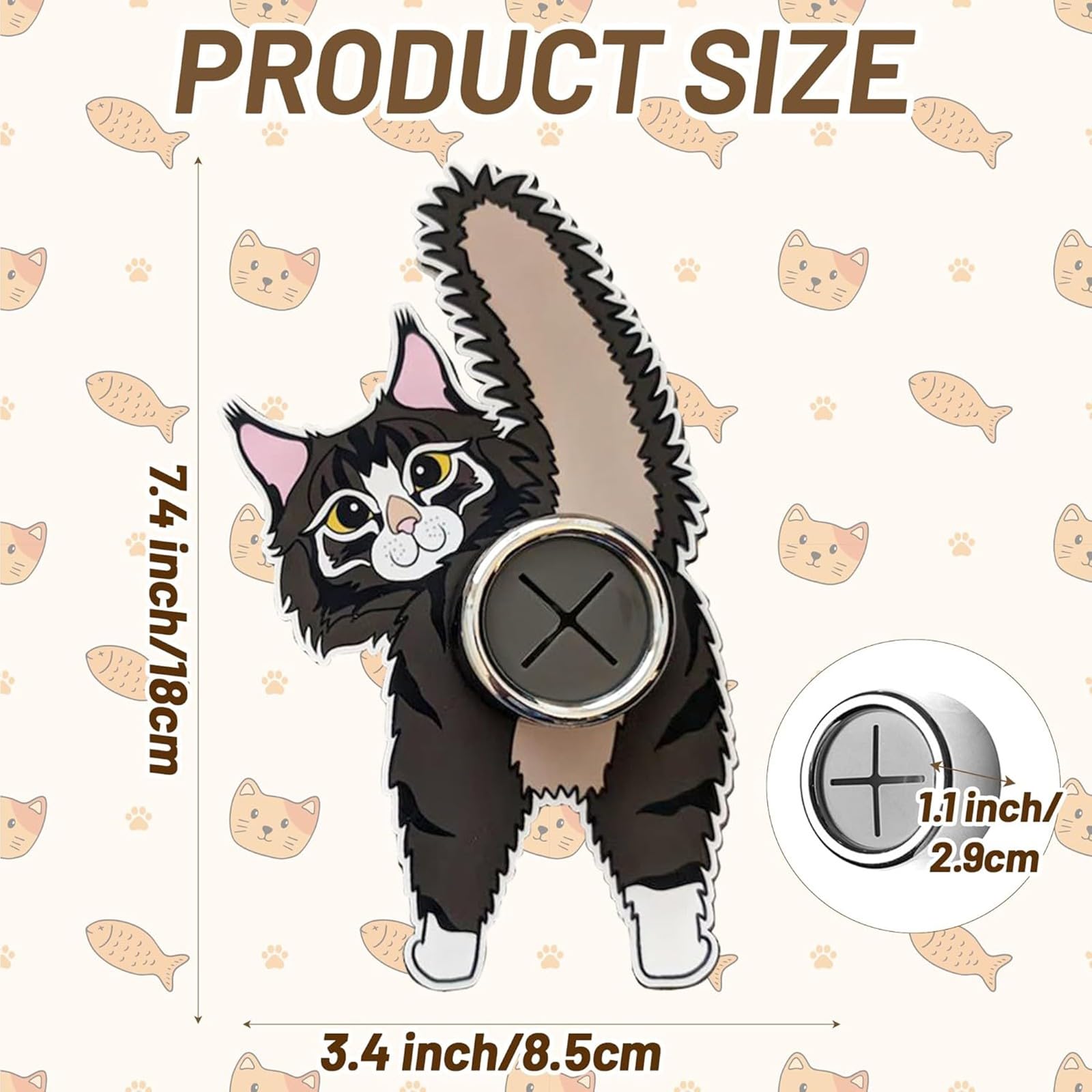 Funny Cat Butt Towel Holder Round Push Towels Cat Hooks with Adhesive Backing,Wall Mount Dishcloth Hook Hanger Dark Brown Prank Cat Hanging Decor,for Home Kitchen Bathroom Cabinet Without Drilling