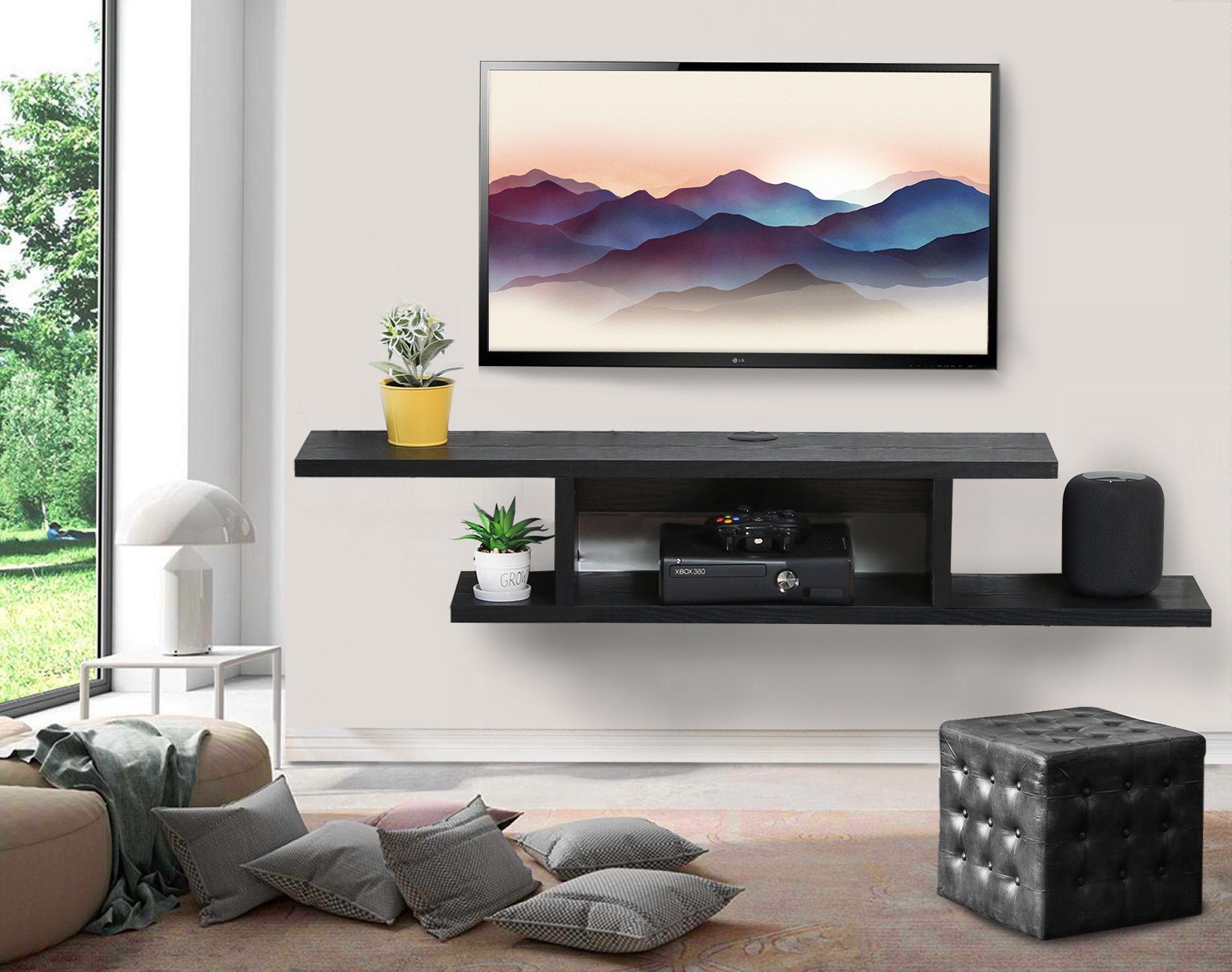 FITUEYES Concise Floating TV Stand Shelf - Wall Mounted Entertainment Center Media Console Component Wall Cabinet, Black, 50"