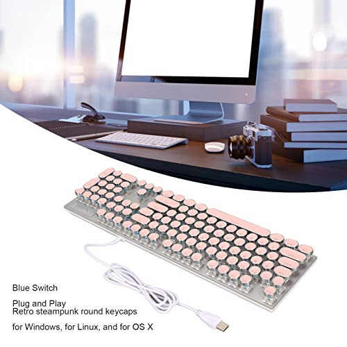 Cosiki Mechanical Gaming Keyboard Blue Switch Retro Steampunk Round Blue Switch Mechanical Keyboard for Pc (Blue Switch)