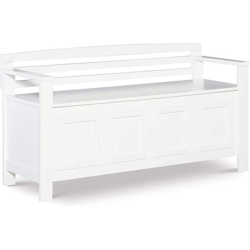 Pemberly Row Entryway Storage Bench in White with Flip-top Lid
