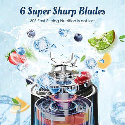 Portable Blender, Personal Size Blender for Shakes and Smoothies with 6 Blades Mini Blender 20 Oz for Kitchen,Home,Travel (black)