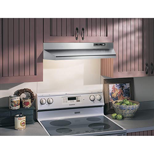 Broan-NuTone 24-inch Under-Cabinet Convertible Range Hood with 2-Speed Exhaust Fan and Light, MAX 210 CFM, Stainless Steel