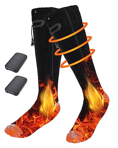 Rechargeable 2023 Upgraded Heated Socks for Men Women Elder, Washable Electric Thermal Warming Socks for Camping Hunting Winter Skiing Fishing Outdoors, Battery Included
