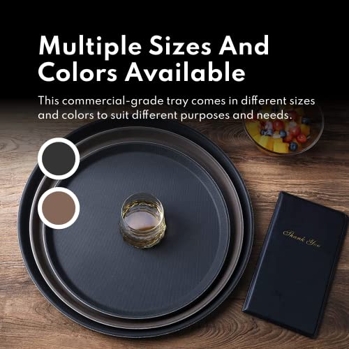 New Star Foodservice 25330 Restaurant Grade Non-Slip Tray, Plastic, Rubber Lined, Round (18-Inch, Black)