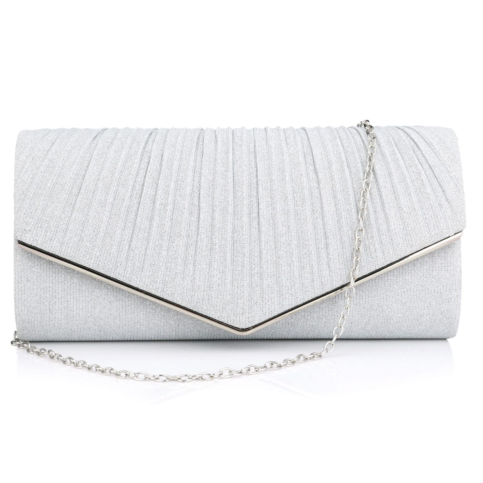 BWKUNOLF Clutch Purse Evening Bag Envelope Clutch Purses Women Handbags for Formal Wedding Party Prom Dress (Silver)