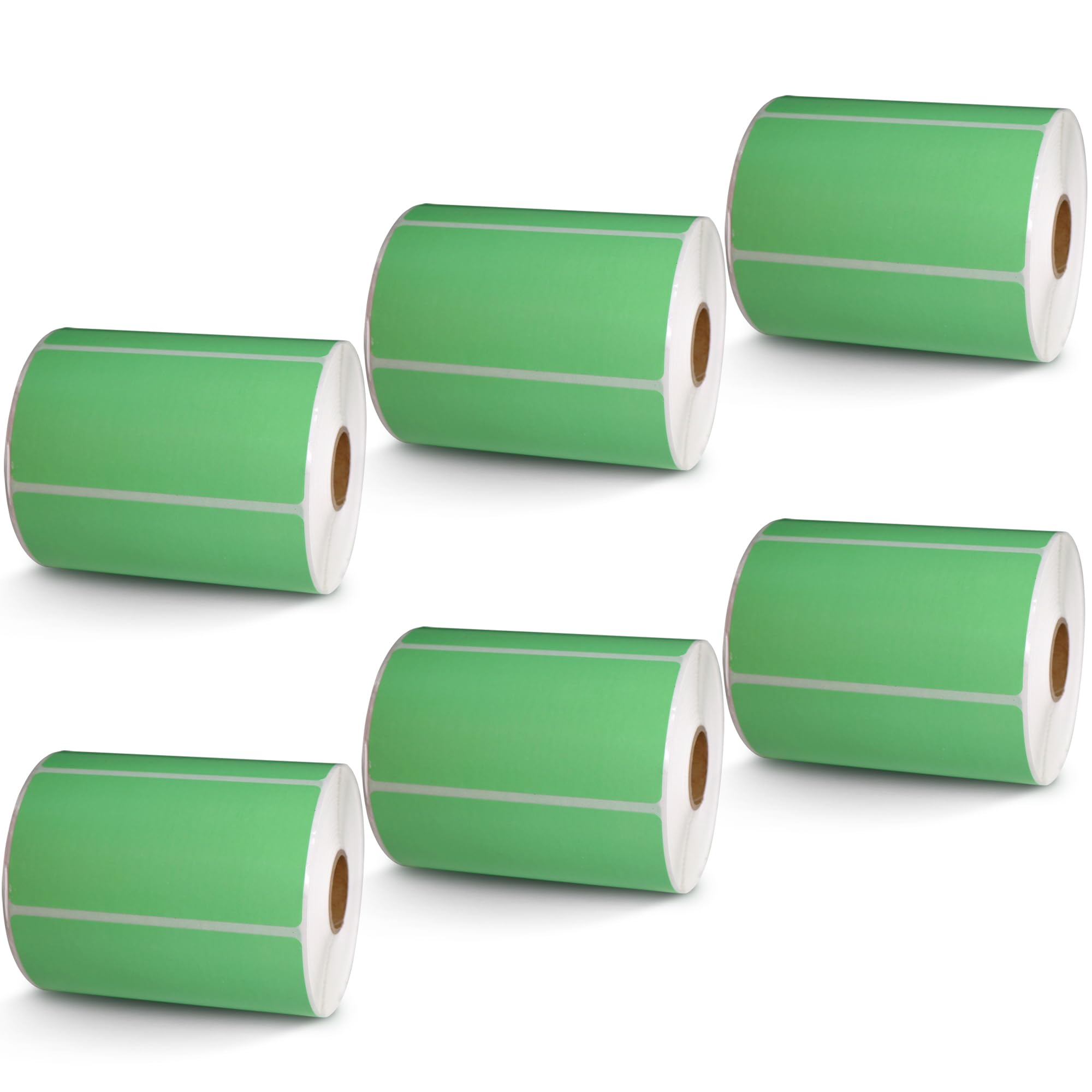 BETCKEY - 4" x 2" Barcode Shipping & Multipurpose Labels Compatible with Zebra & Rollo Label Printer,Premium Adhesive & Perforated[Green, 6 Rolls, 4500 Labels]