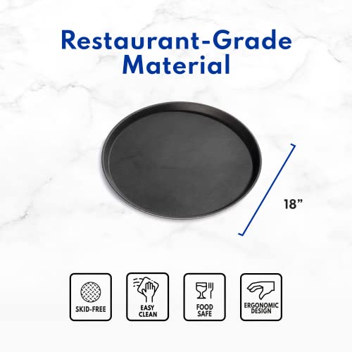 New Star Foodservice 24913 Non-Slip Tray, Plastic, Rubber Lined, Round, 11-inch, Black