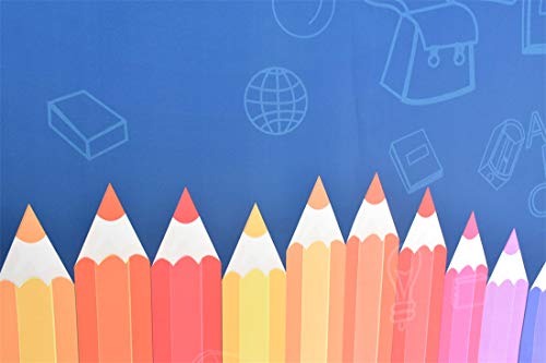 Leyiyi 8x6ft Welcome Back to School Photography Background Old Classroom Chalk Board Blackboard Colored Pens Back Season Grunge Gaffiti Paper Plane Backdrop Students Photo Portrait Vinyl Studio Prop