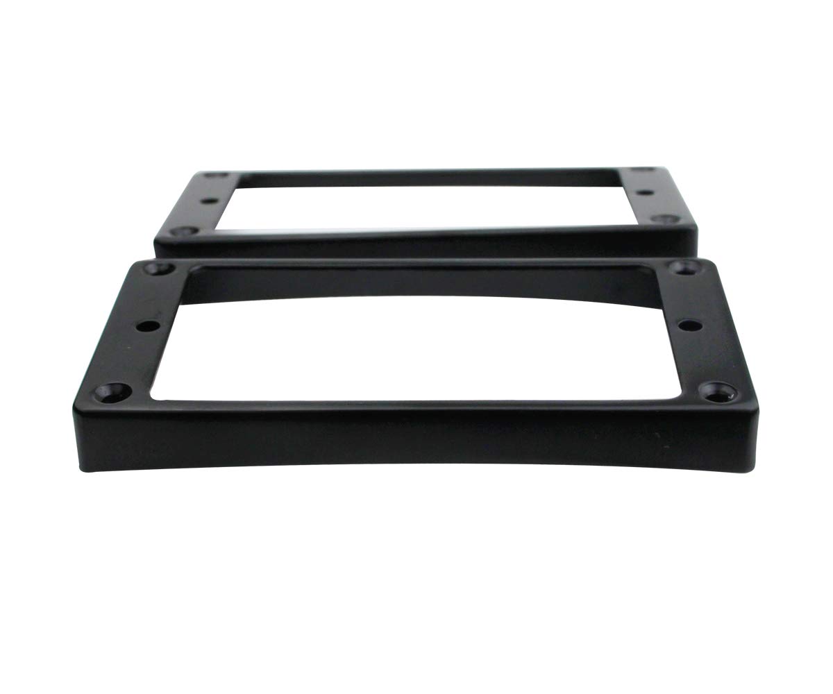 Black Metal Humbucker Pickup Mounting Ring Set - 2PCS Curved Bridge and Neck Pickups Cover Frame Tapered Compatible with LP Electric Guitar
