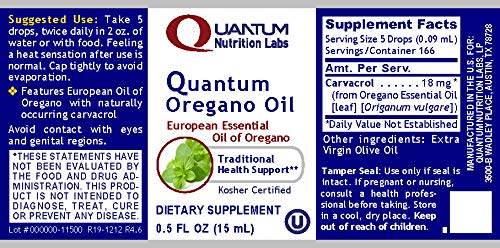 Quantum Oregano Oil, 166 Servings - European Essential Oil of Oregano Traditionally Used for Great Health Support